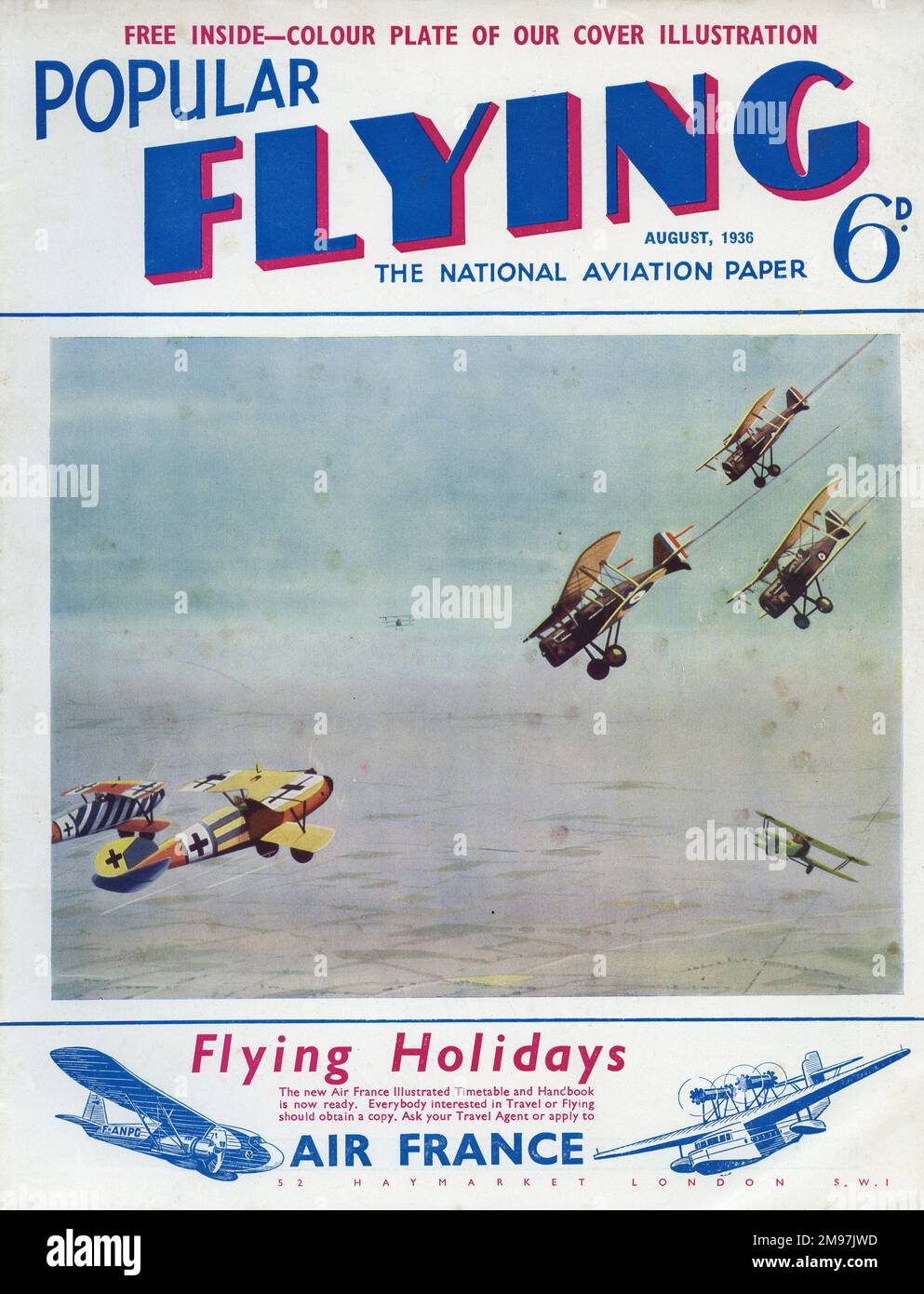 Cover design, Popular Flying, the National Aviation Paper, August 1936 ...