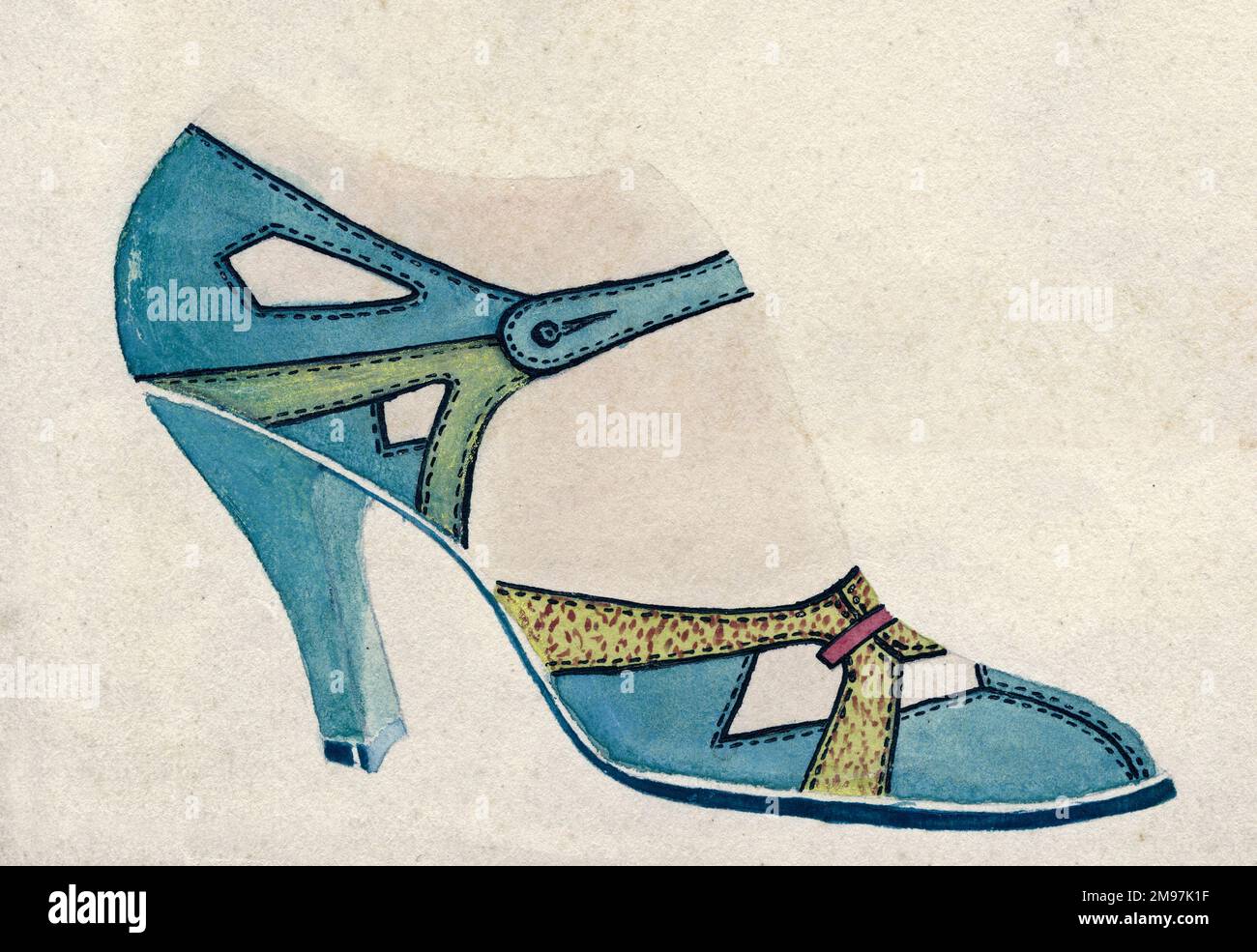 Shoe design in blue and green Stock Photo - Alamy