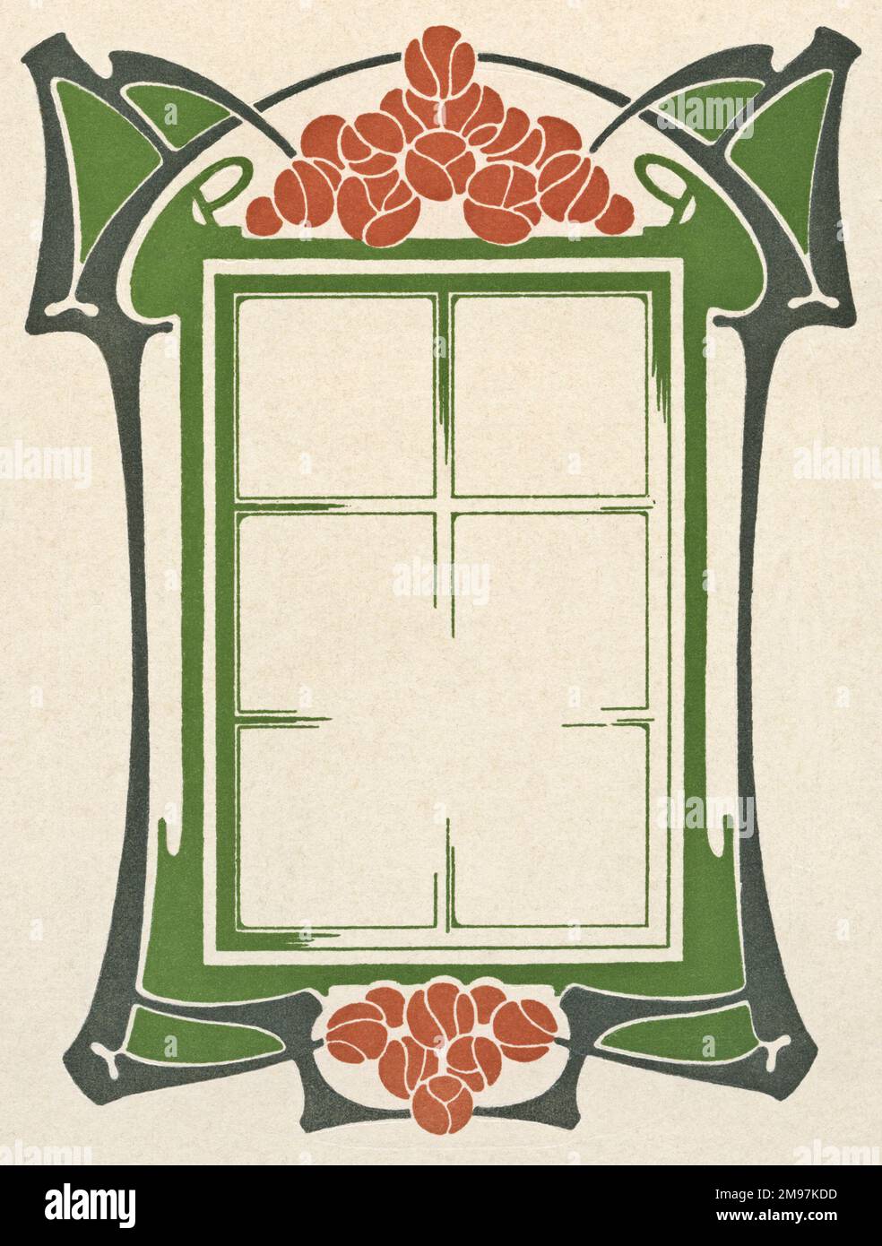 Art nouveau window design in green, black and brown Stock Photo - Alamy