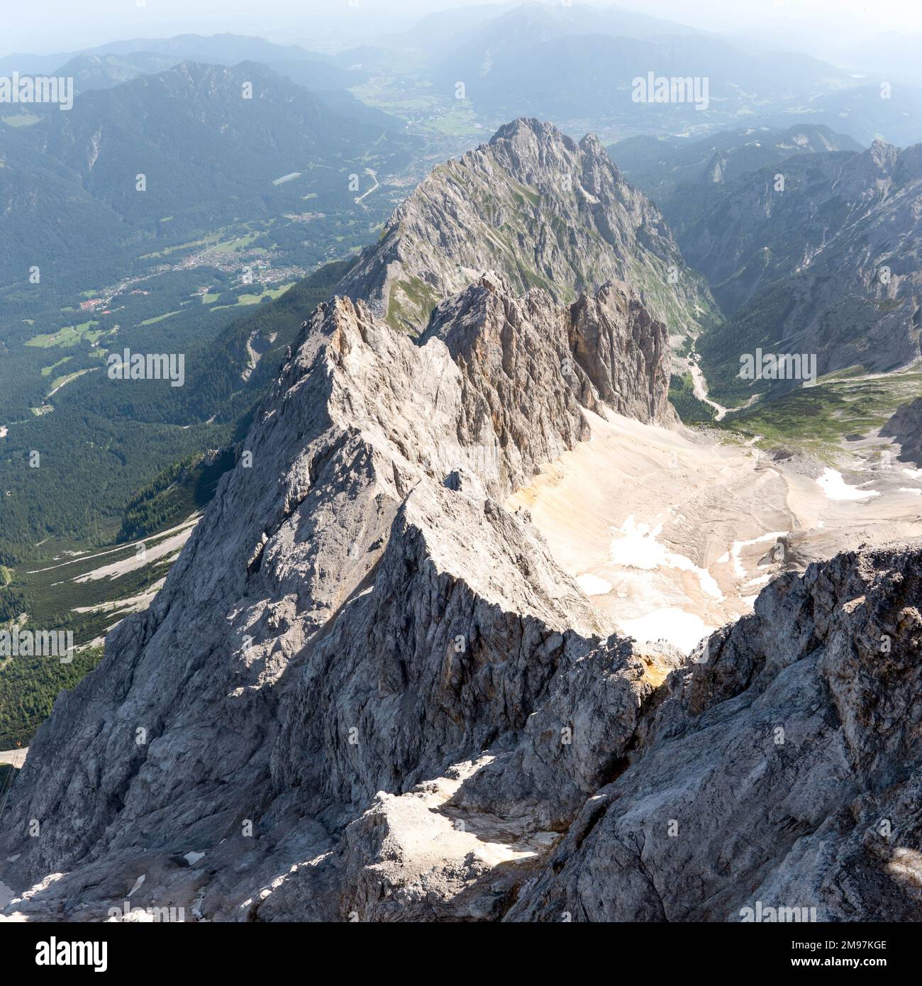 An aerial view of beautiful mountains in Zugspitze, Germany Stock Photo ...
