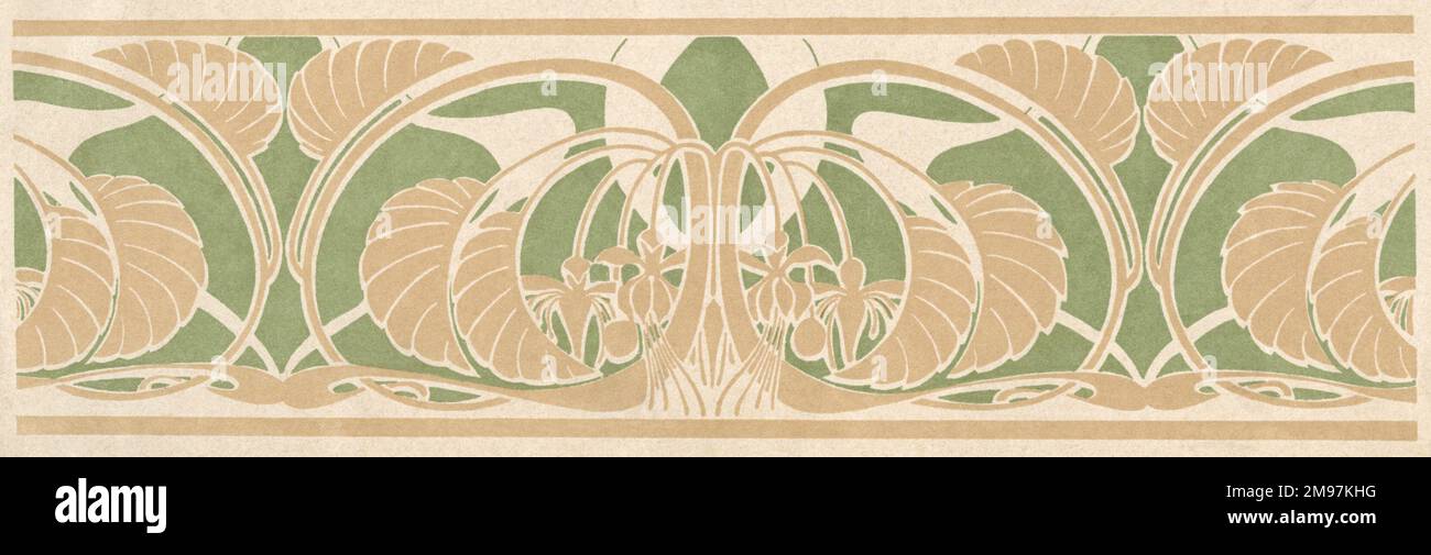 Art nouveau abstract design in beige, cream and green Stock Photo - Alamy