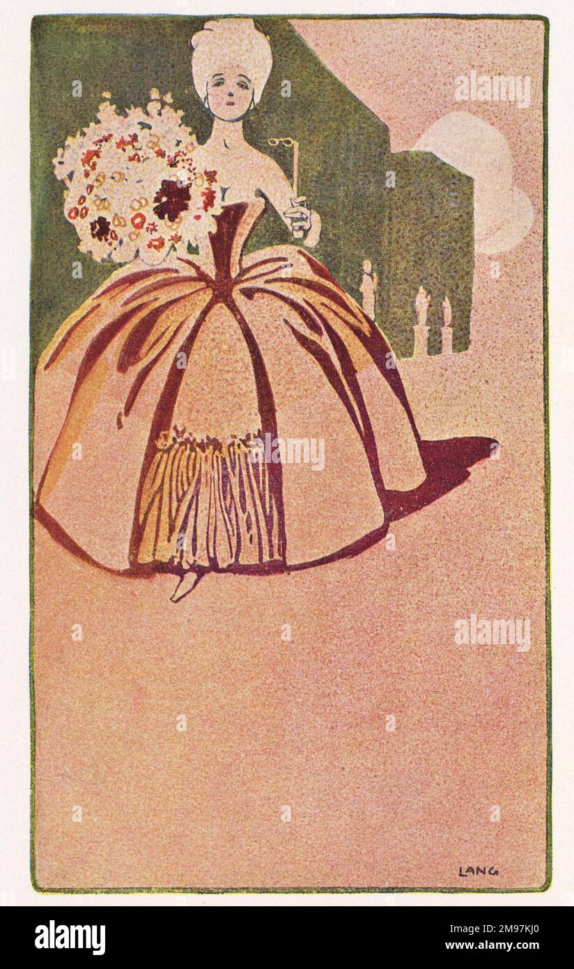 German poster design, an 18th century aristocratic lady in a garden ...