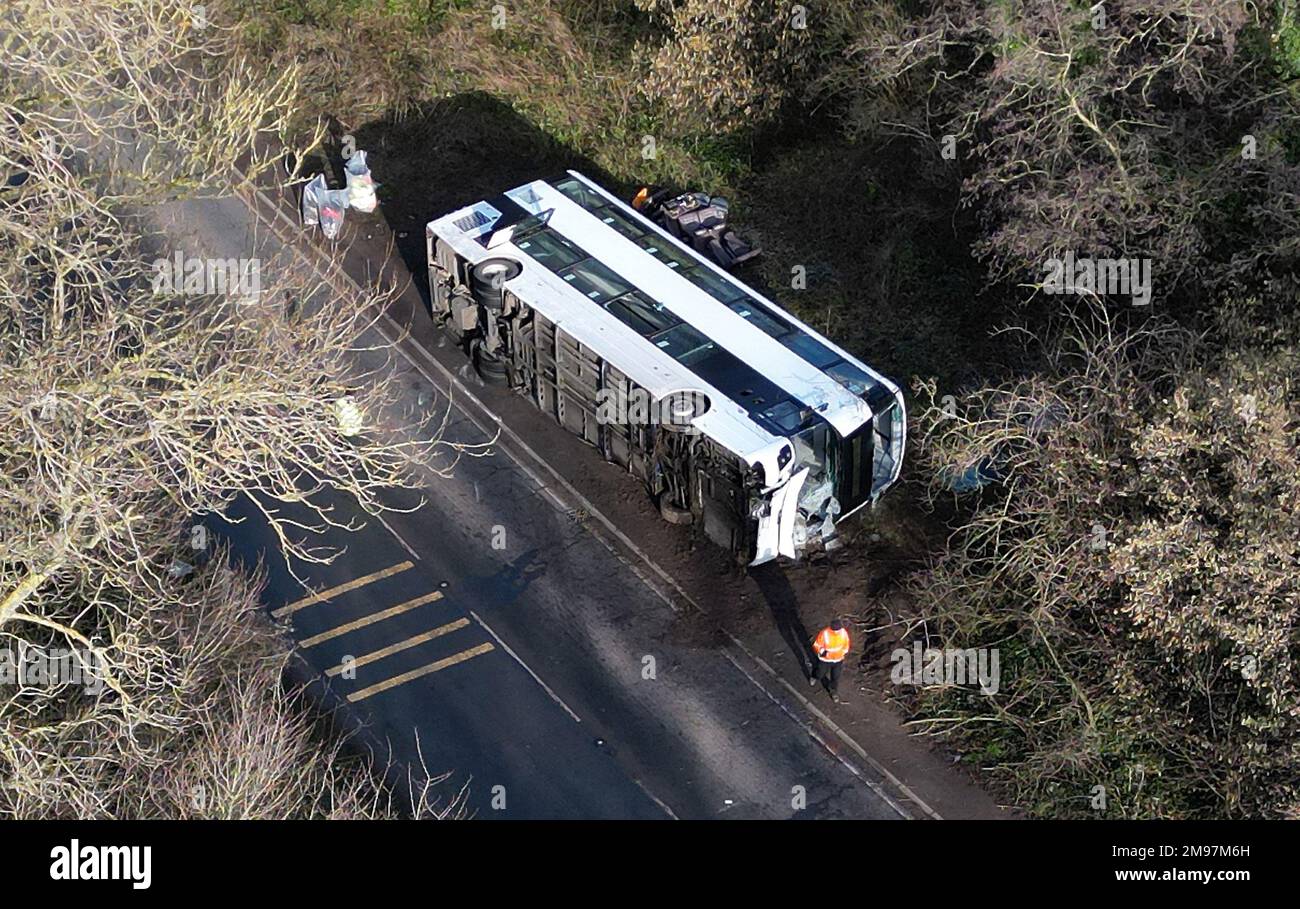 The scene on the A39 Quantock Road in Bridgwater after a double-decker ...