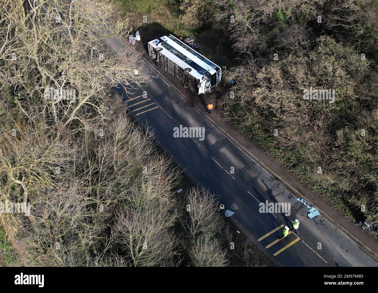 The scene on the A39 Quantock Road in Bridgwater after a double-decker ...