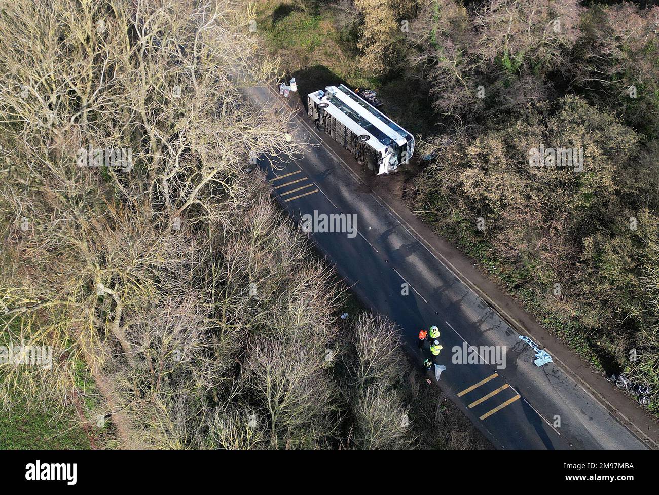 The scene on the A39 Quantock Road in Bridgwater after a double-decker ...