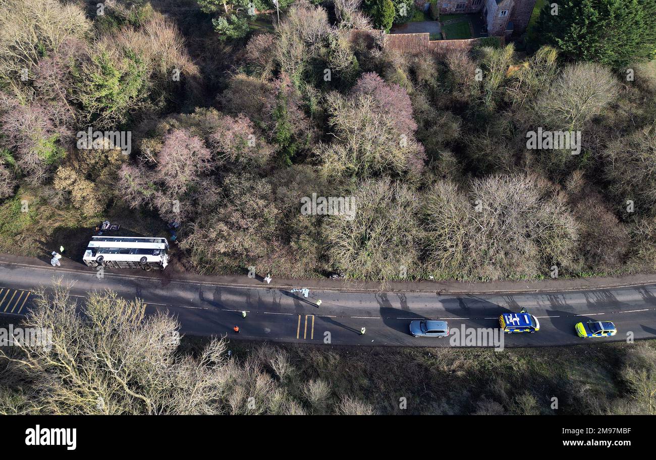 The scene on the A39 Quantock Road in Bridgwater after a double-decker ...