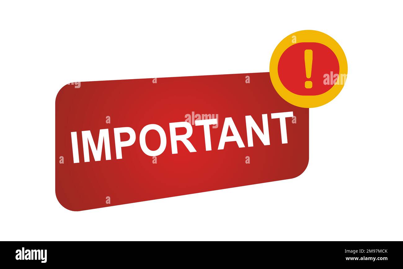 An important information label in a speech bubble banner on white ...