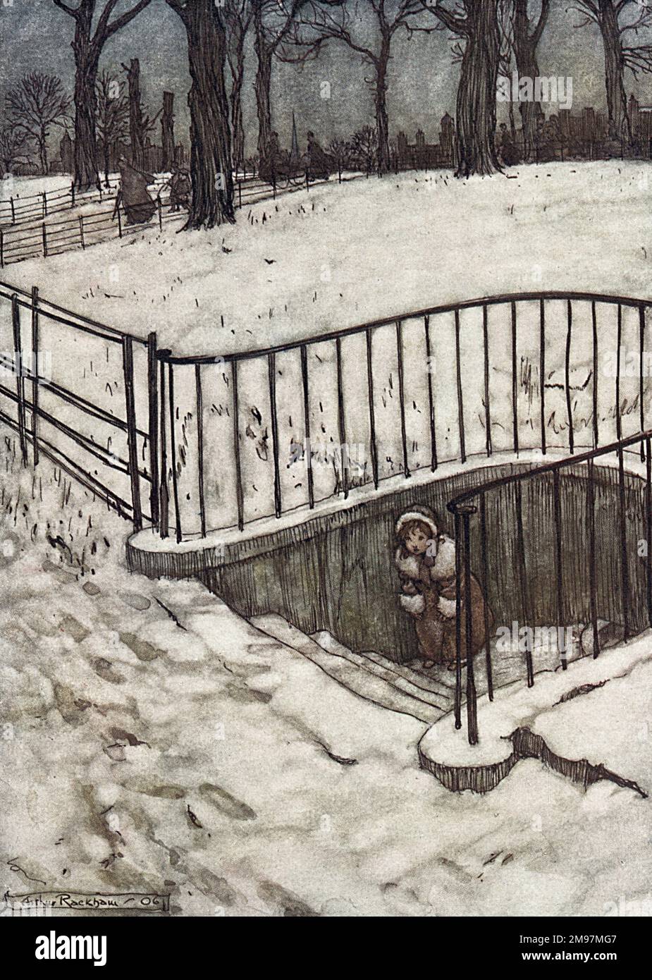 Illustration, Peter Pan in Kensington Gardens, by Arthur Rackham -- She ...