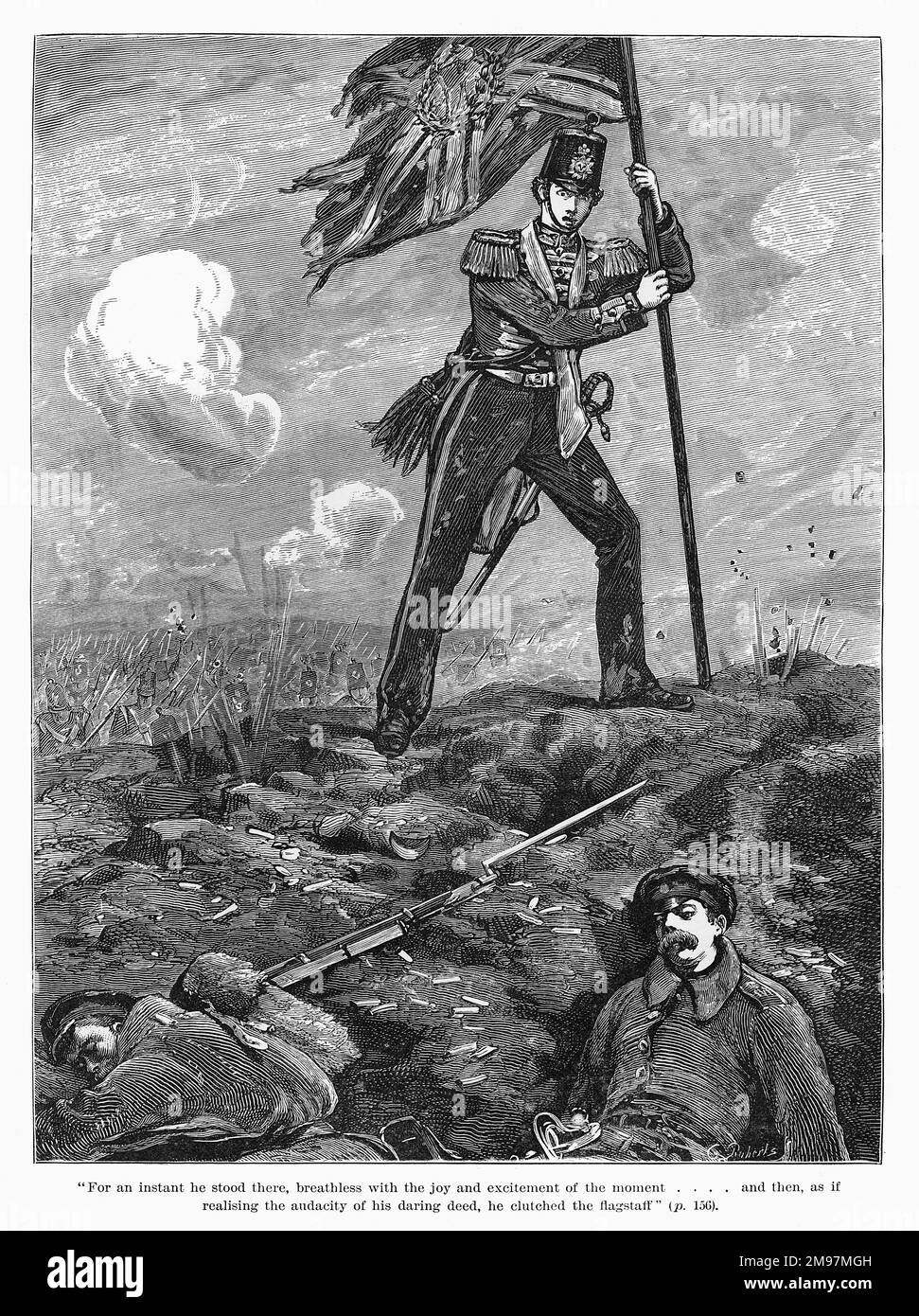 Lieutenant Henry Anstruther with the colours of the Royal Welsh Fusiliers at the Battle of Alma ...