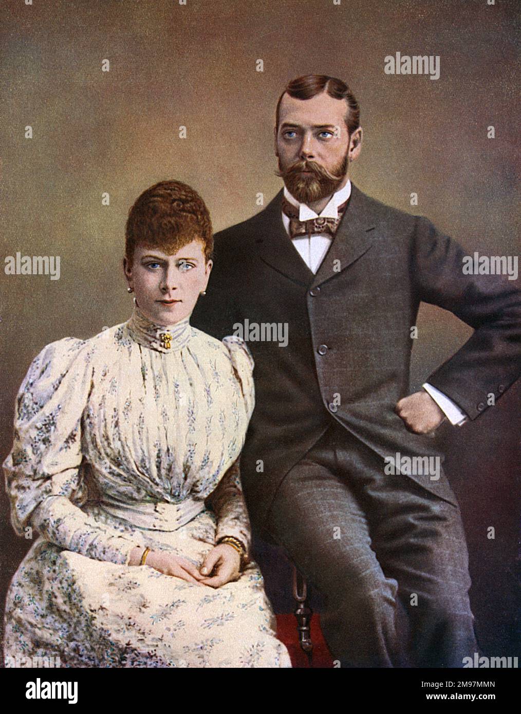 Princess May of Teck, Duchess of York (later Queen Mary) and Prince ...