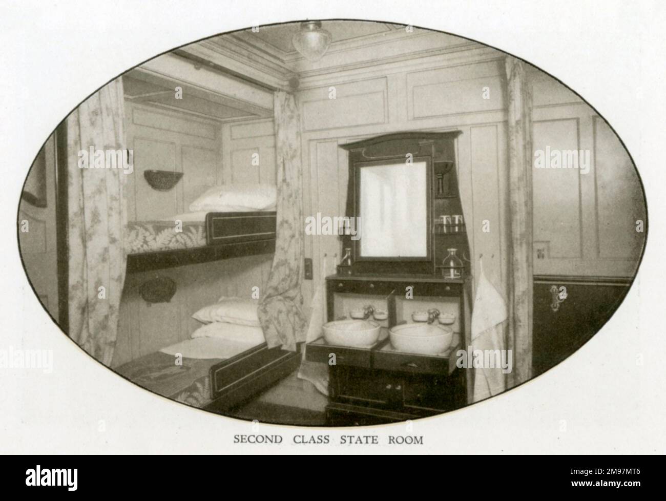 The Cunard Liner RMS Mauretania - Second Class State Room Stock Photo ...