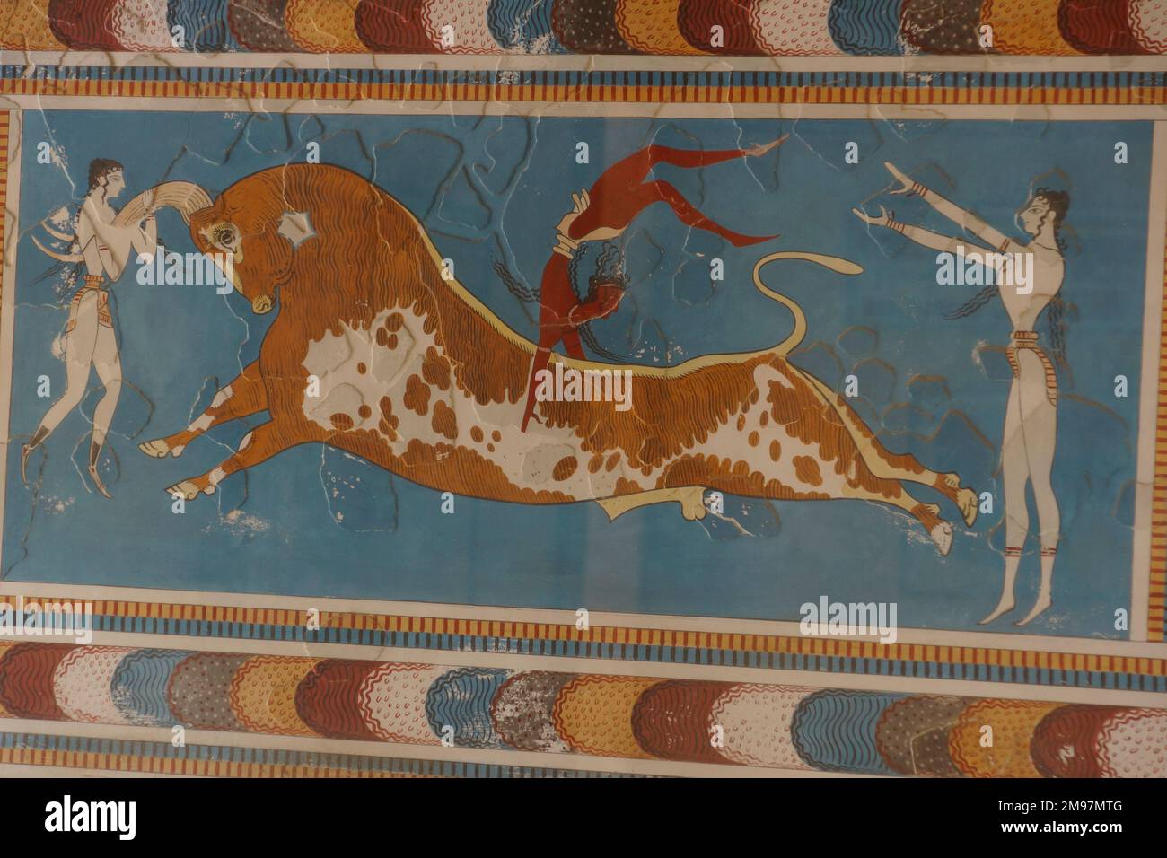 Greece, Crete, Knossos, Minoan Palace (circa 1500 BC). 'Bull lipping ...
