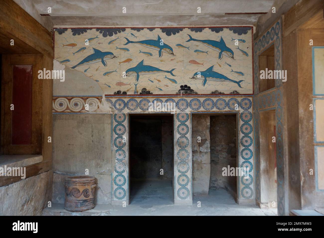Greece, Crete, Knossos, Minoan Palace (c. 1500 BC). Hall of the 'Double ...