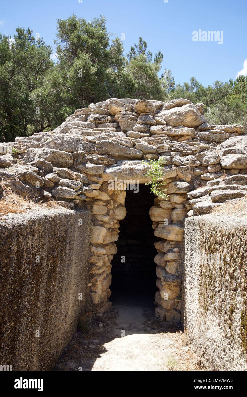 Greece, Crete, Fourni Minoan necropolis (1500 BC), entrance to a ...