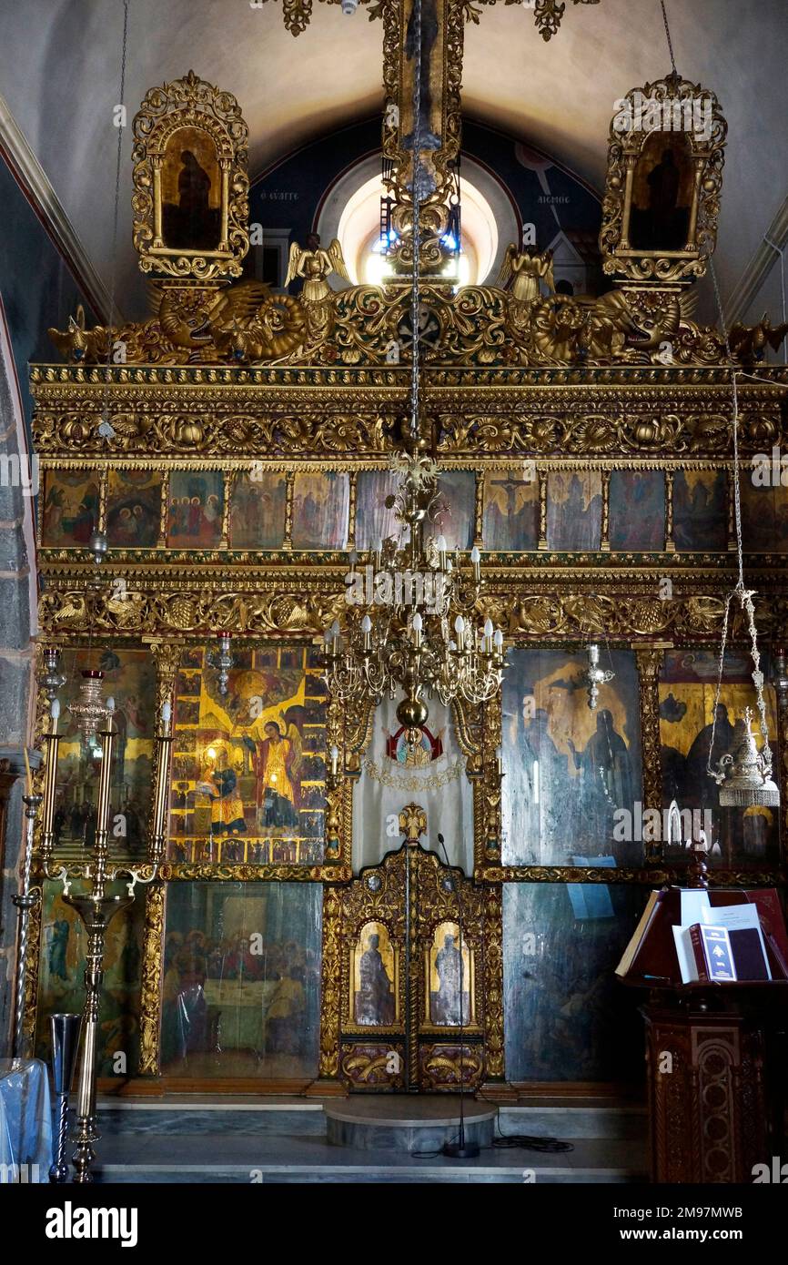 Greece, Crete, Mohos Greek orthodox church altar Stock Photo - Alamy