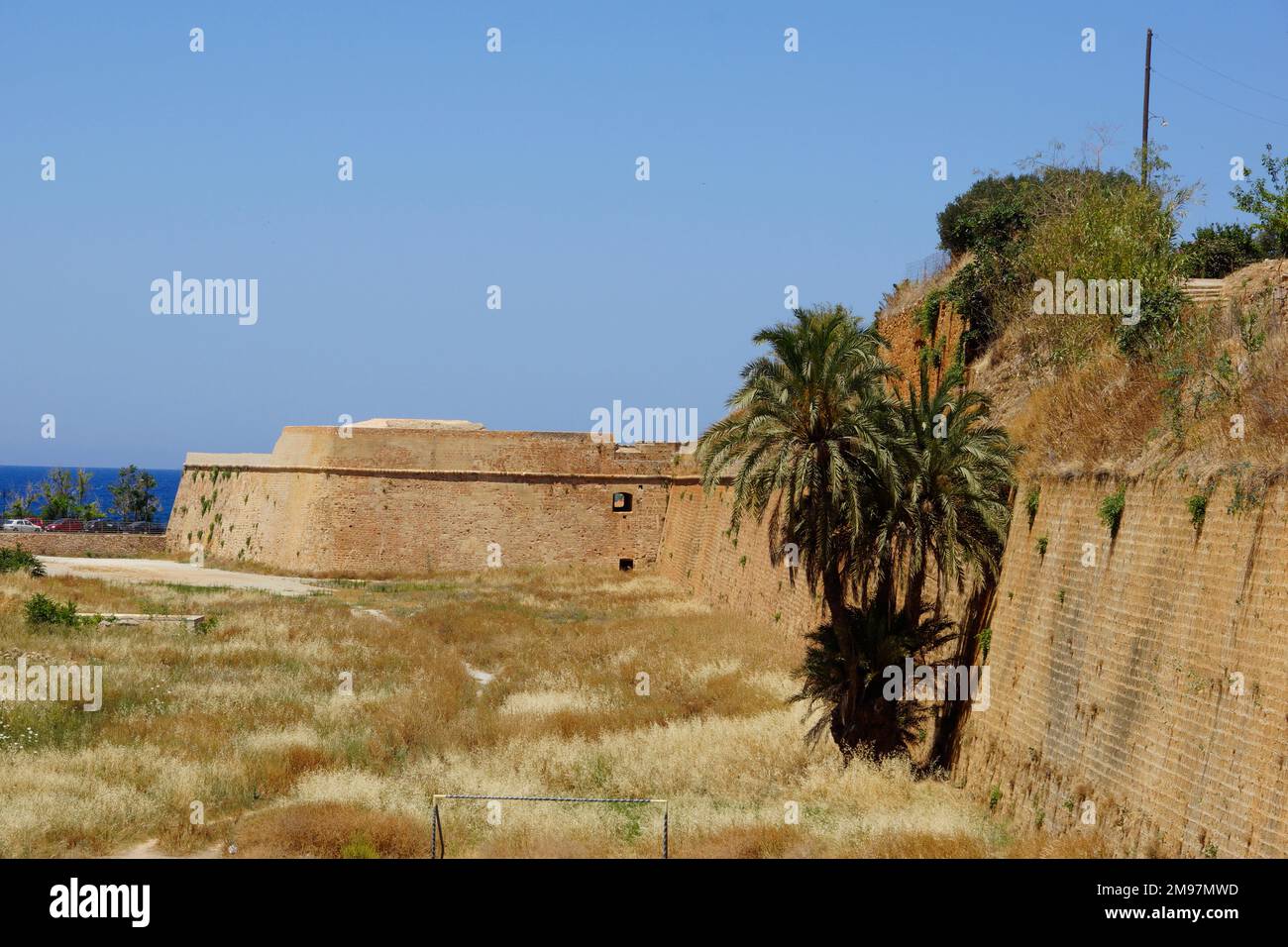Greece, Crete, Chania Wall of the Venetian castle (1538 AD Stock Photo ...