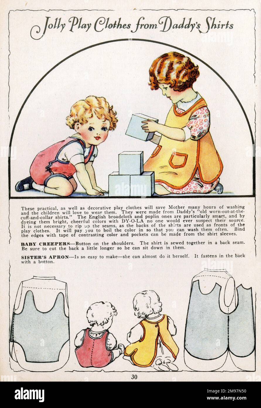 Jolly play clothes from daddy's shirts, baby creeper and sister's apron ...