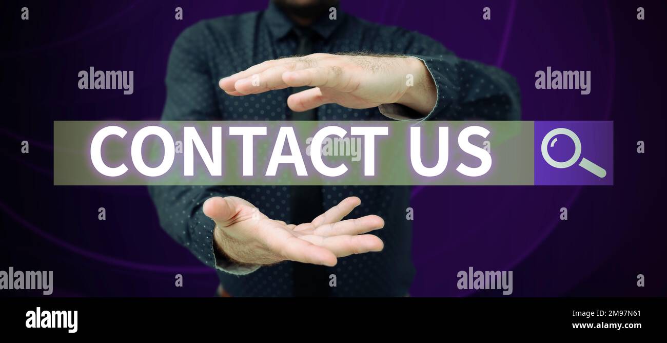 Conceptual display Contact Us. Business showcase Group of person that ...