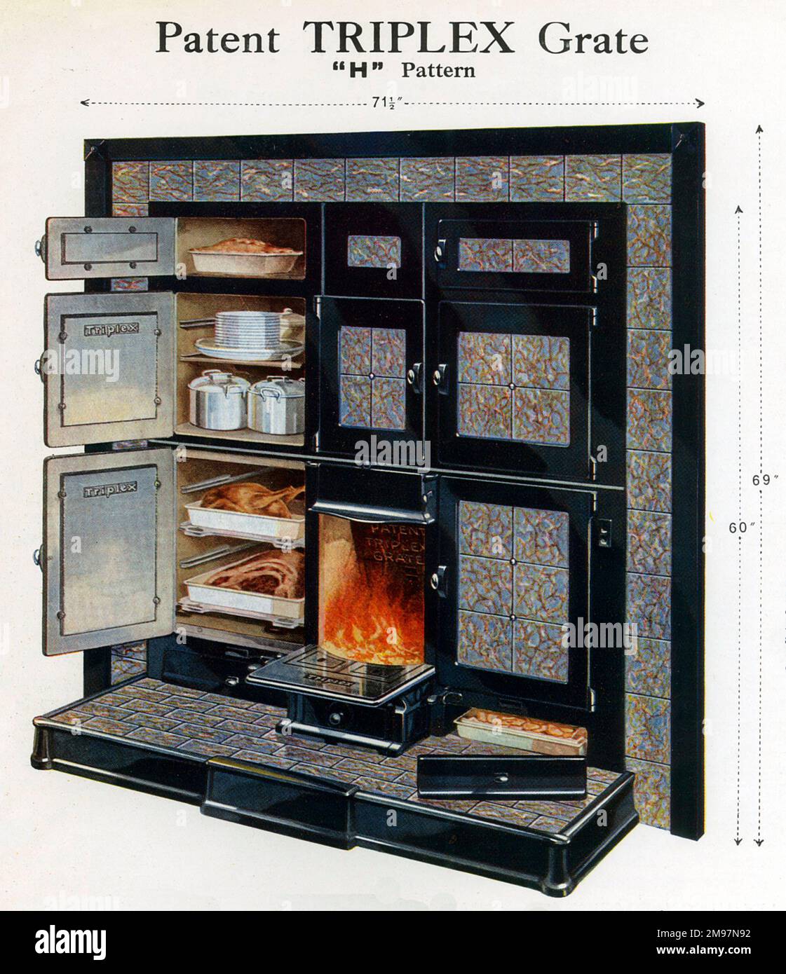 Patent Triplex Grate 'H' Pattern with Black Patent Enamelled finish ...