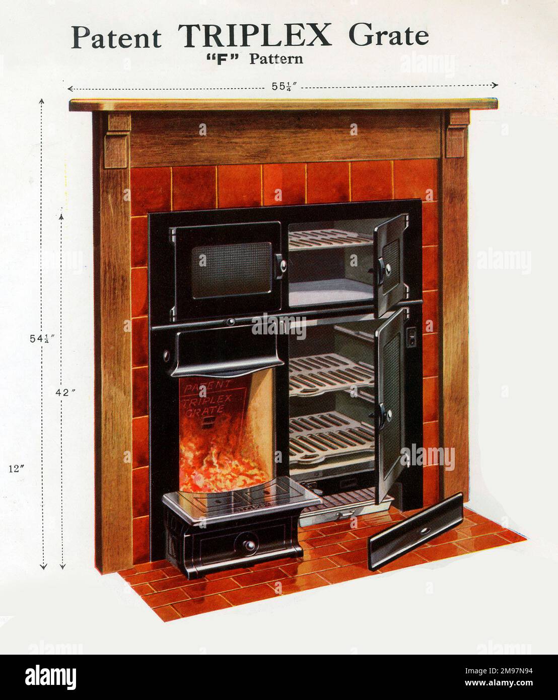 Patent Triplex Grate 'F' Pattern with Best Black Porcelain Enamelled ...