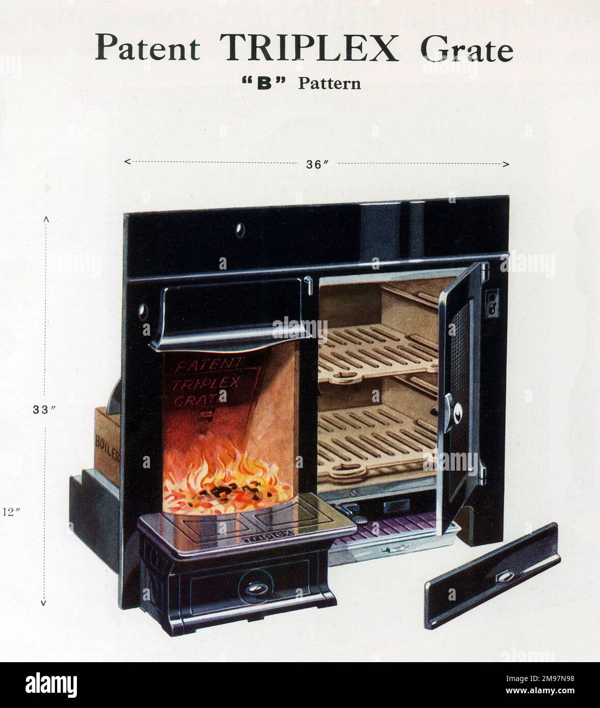 Patent Triplex Grate 'B' Pattern with Black Porcelain Enamelled finish ...