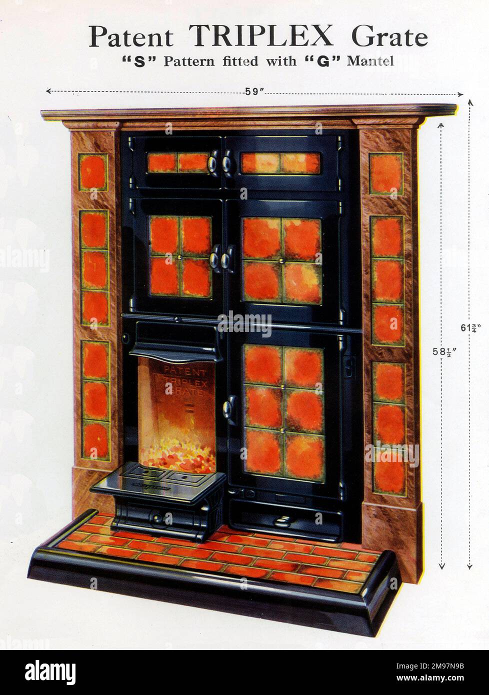 Patent Triplex Grate 'S' Pattern fitted with 'G' Mantel with Black ...