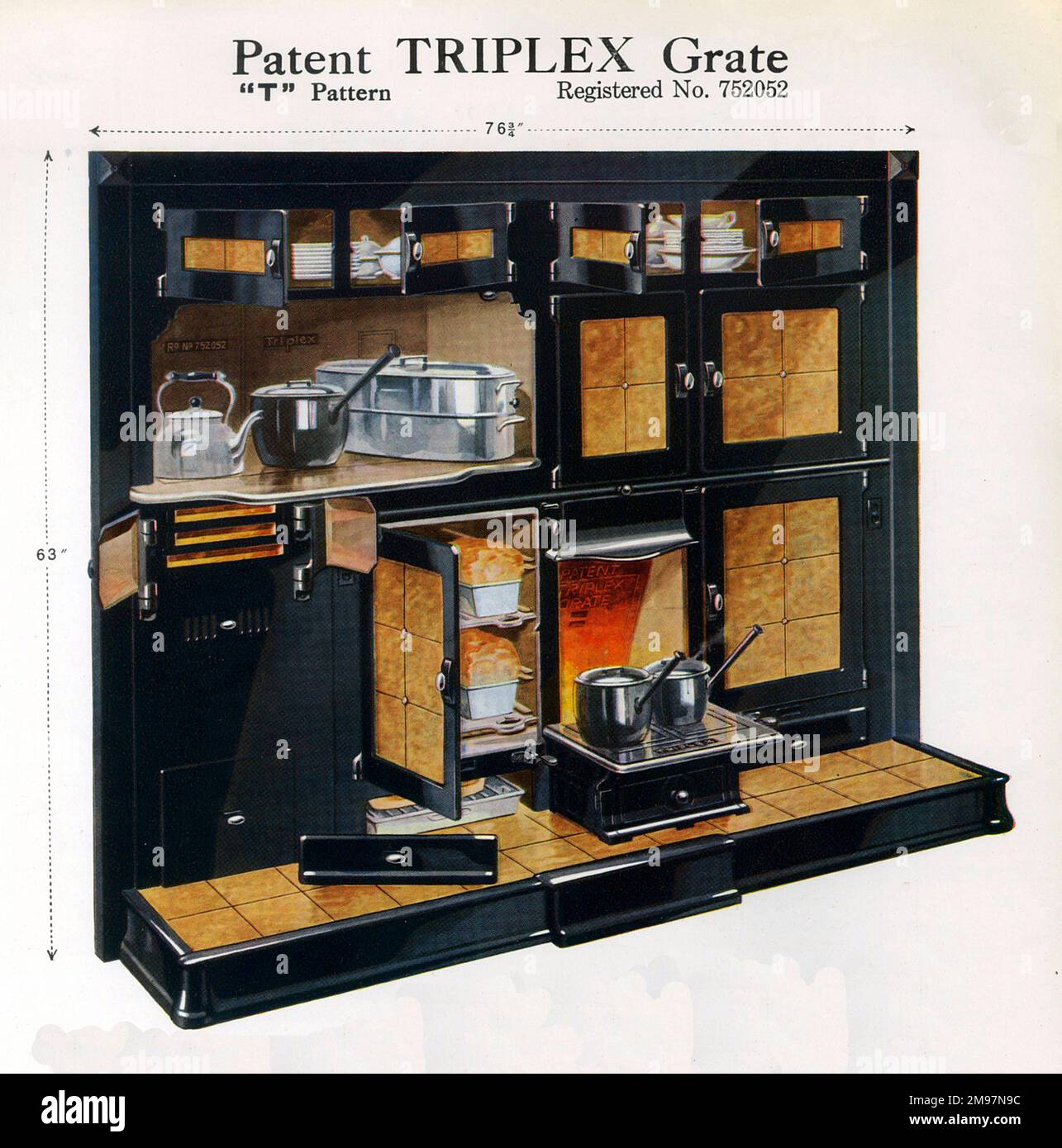 Patent Triplex Grate 'T' Pattern with Black Porcelain Enamelled finish ...