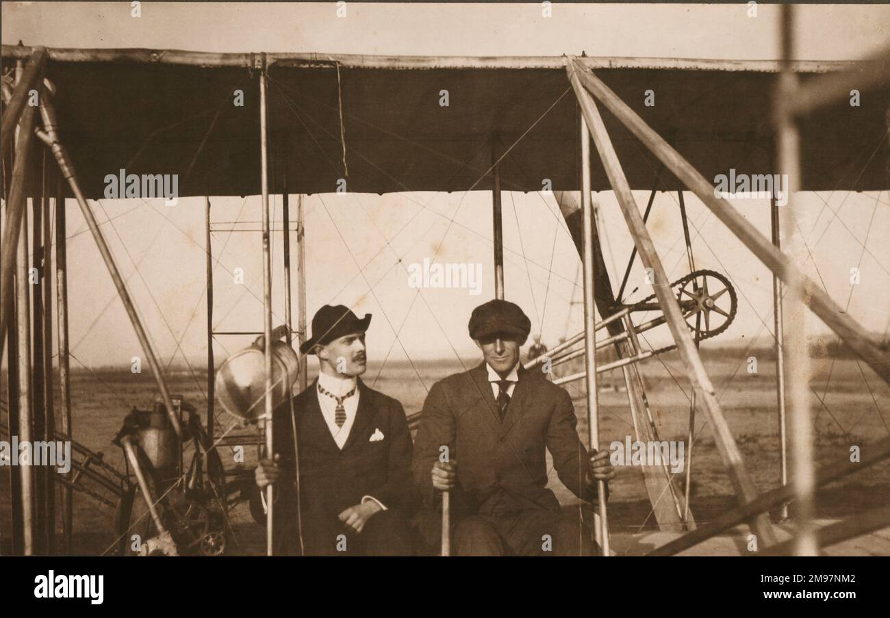 Hon C.S. Rolls and Wilbur Wright after the flight at Camp d’Auvours, 8 October 1908. [See also ...