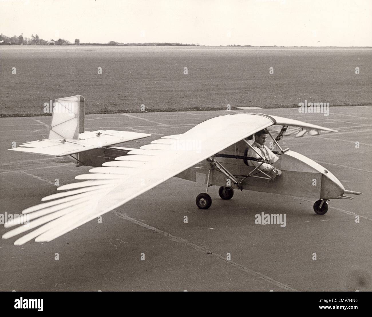 Emiel Hartman in the cockpit of his man-powered ornithopter at ...