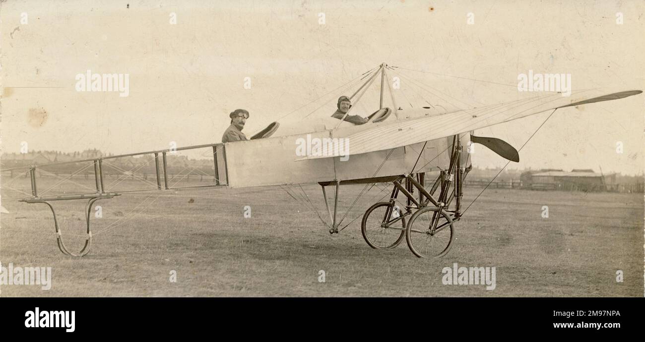 Blériot two-seat monoplane with Bentfield Hucks in the front cockpit ...