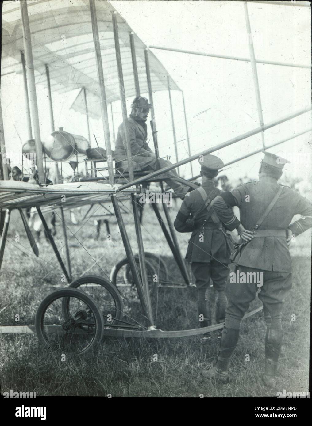 Captain Bertram Dickson on a Farman biplane Stock Photo - Alamy