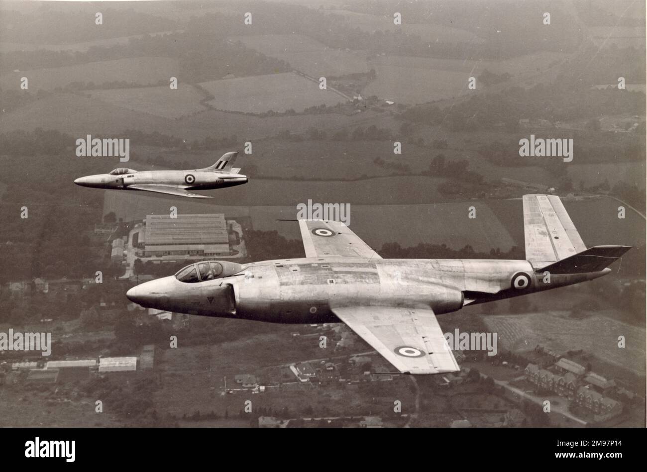 The Supermarine 508, VX133, is escorted by the second prototype Swift ...