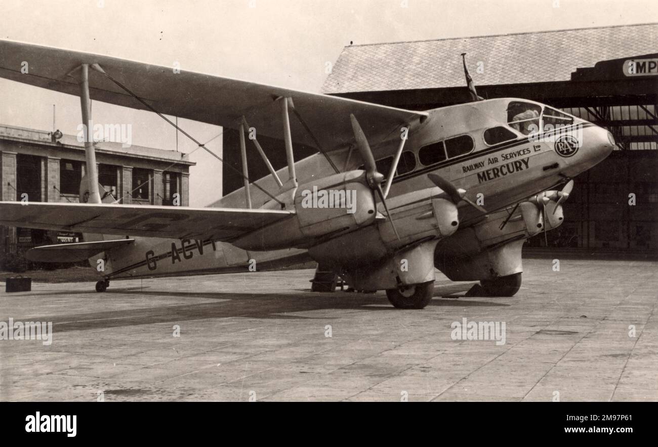 de Havilland DH86, G-ACVY, Mercury, of Railway Air Services at Croydon ...
