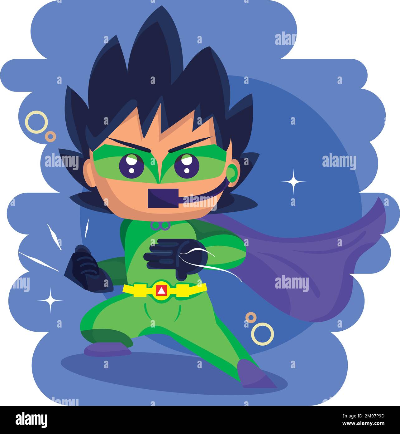 Isolated cute male superhero cartoon character Vector Stock Vector ...
