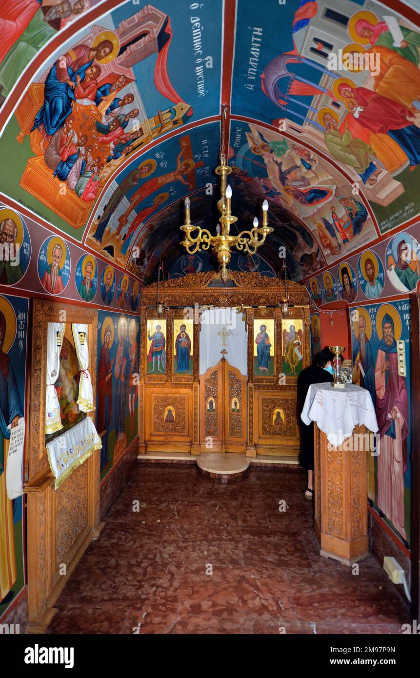 Greece, Crete, monastery of Saint George of Selinari, chapel with ...