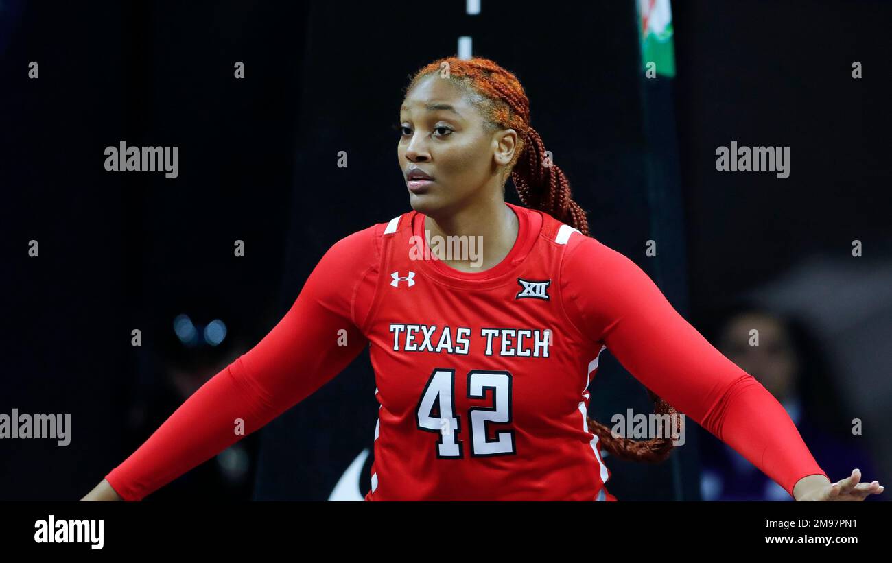 Texas Tech center Jazmaine Lewis during an NCAA college basketball game ...