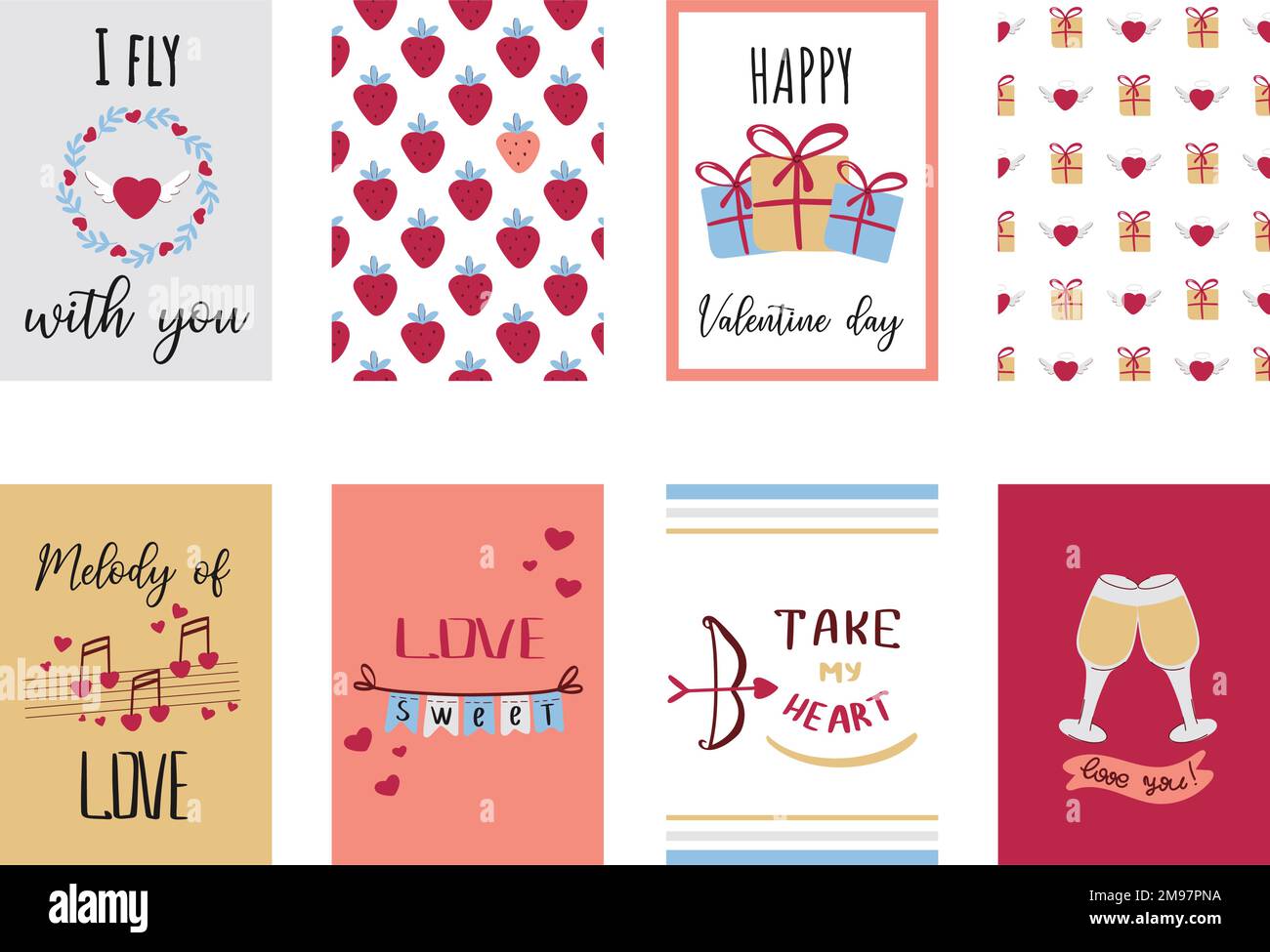 Bundle love cards for and Valentines day or wedding Stock Vector Image ...