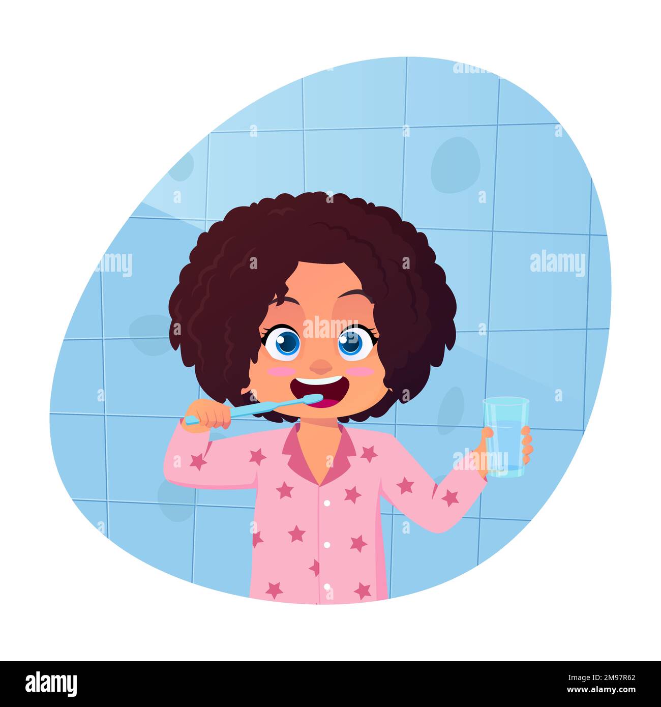 Girl Brushing Teeth Stock Vector Images Alamy