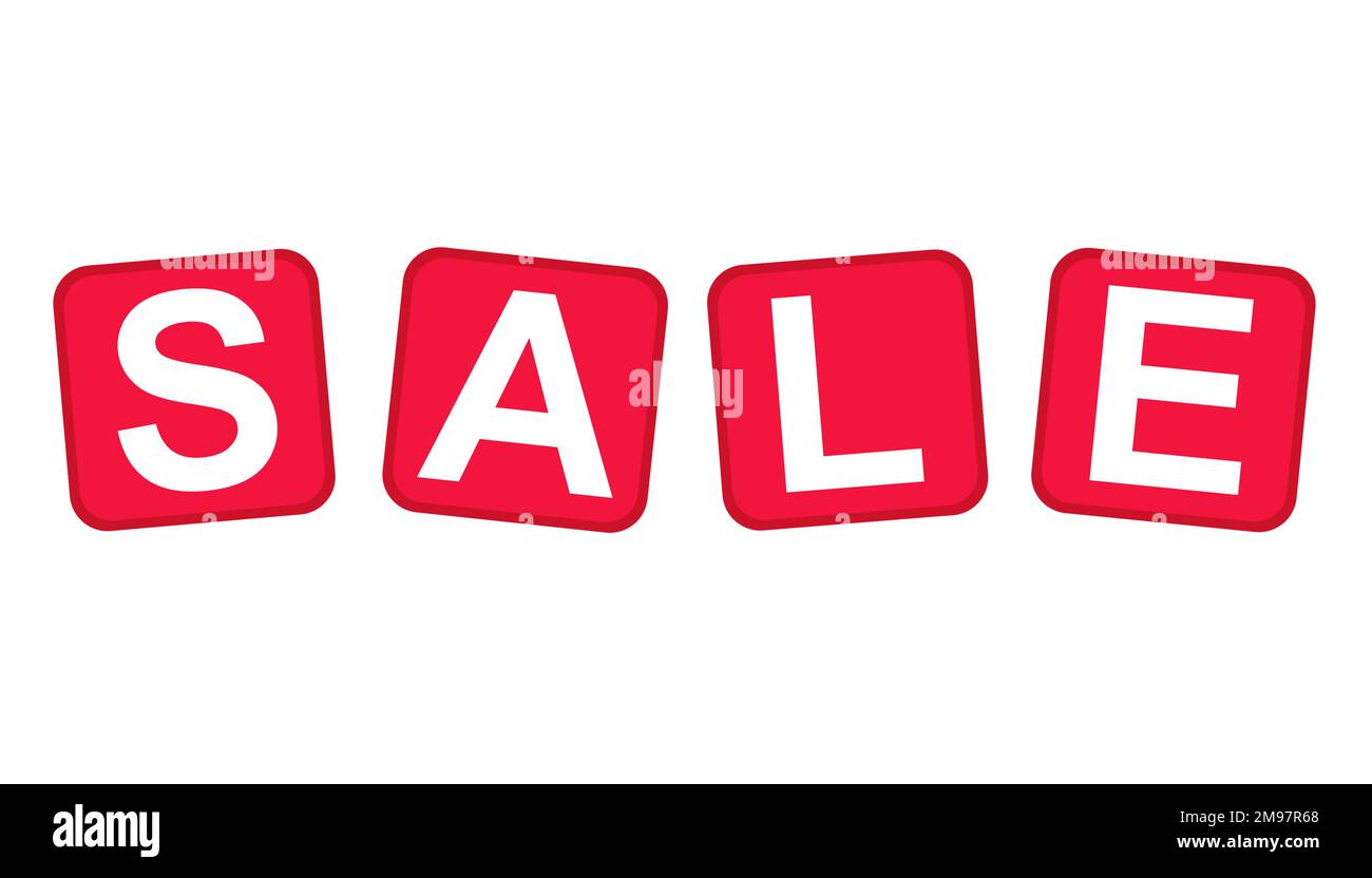 A minimalistic red sale poster isolated on a white background Stock ...