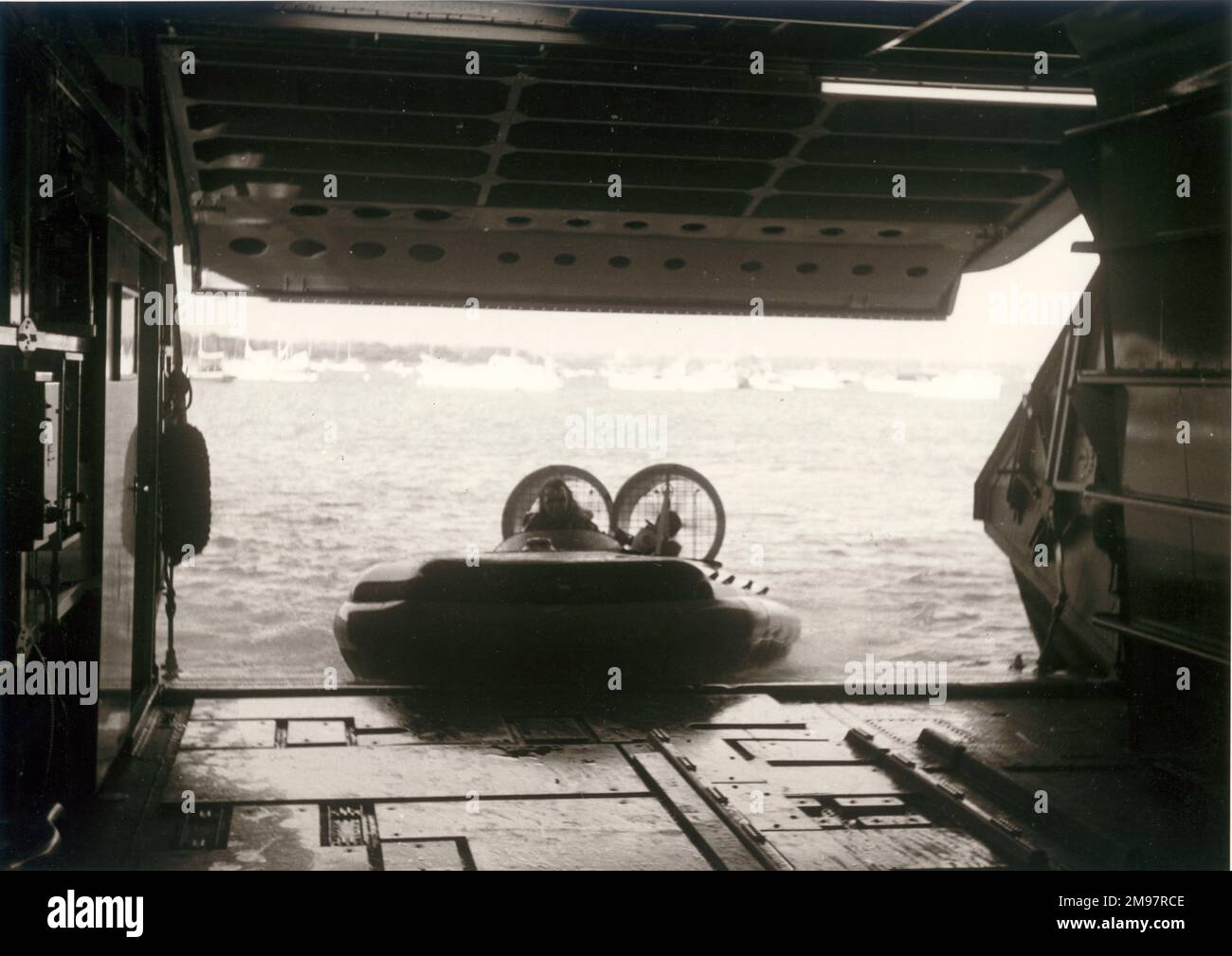 A Pindair Skima 3 running up the bow loading ramp of a Vosper ...