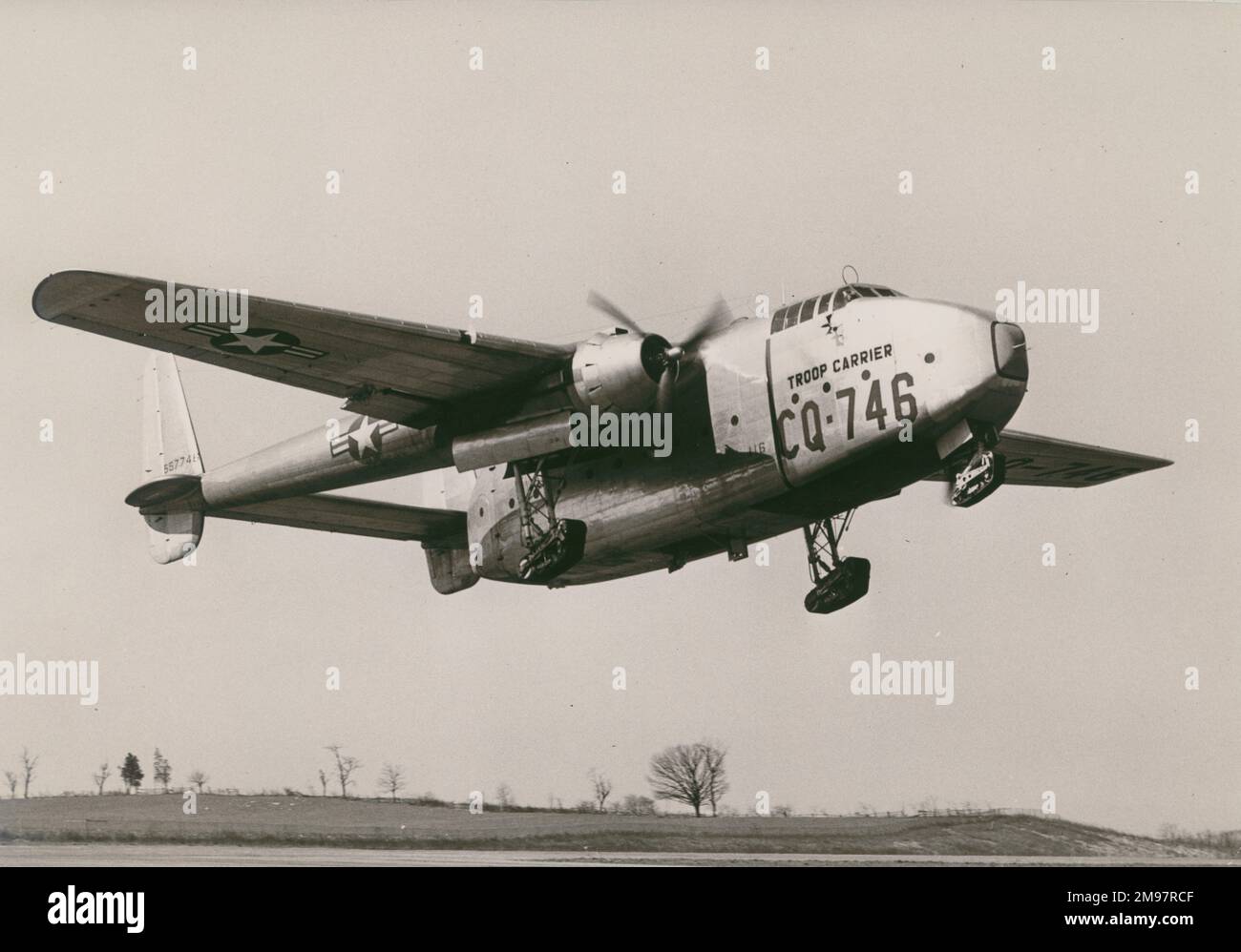 Fairchild EC-82A Packet, 45-57746, fitted with track-gear landing gear ...