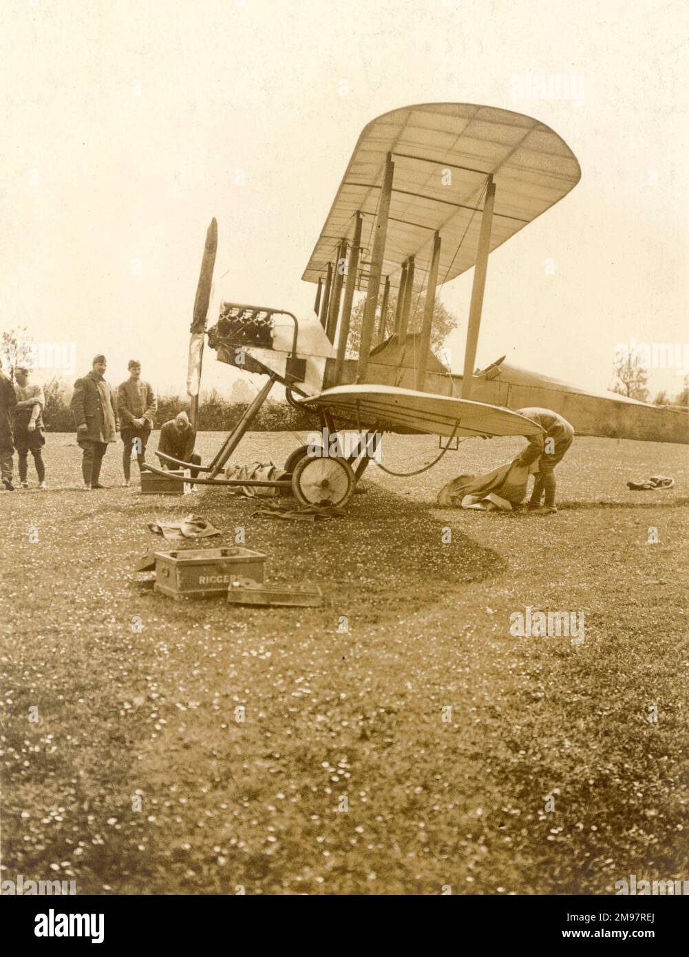 Royal Aircraft Factory BE2a on Port Meadow, Oxford, piloted by an ...