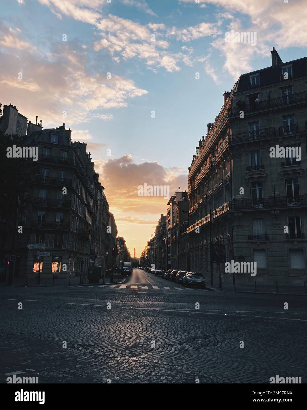 Empty city street at sunset, Paris, France Stock Photo - Alamy