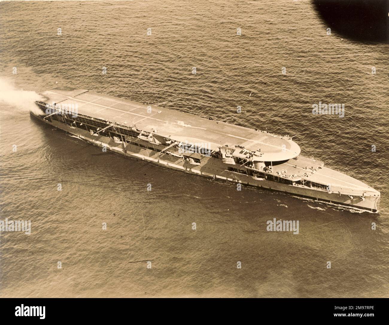 HMS Furious (47) while suffering a hangar fire, c.1928 Stock Photo - Alamy