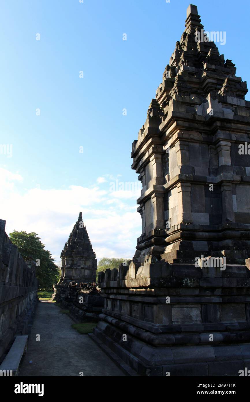 Prambanan Temple and blue sky in Java, Indonesia taken in July 2023 ...