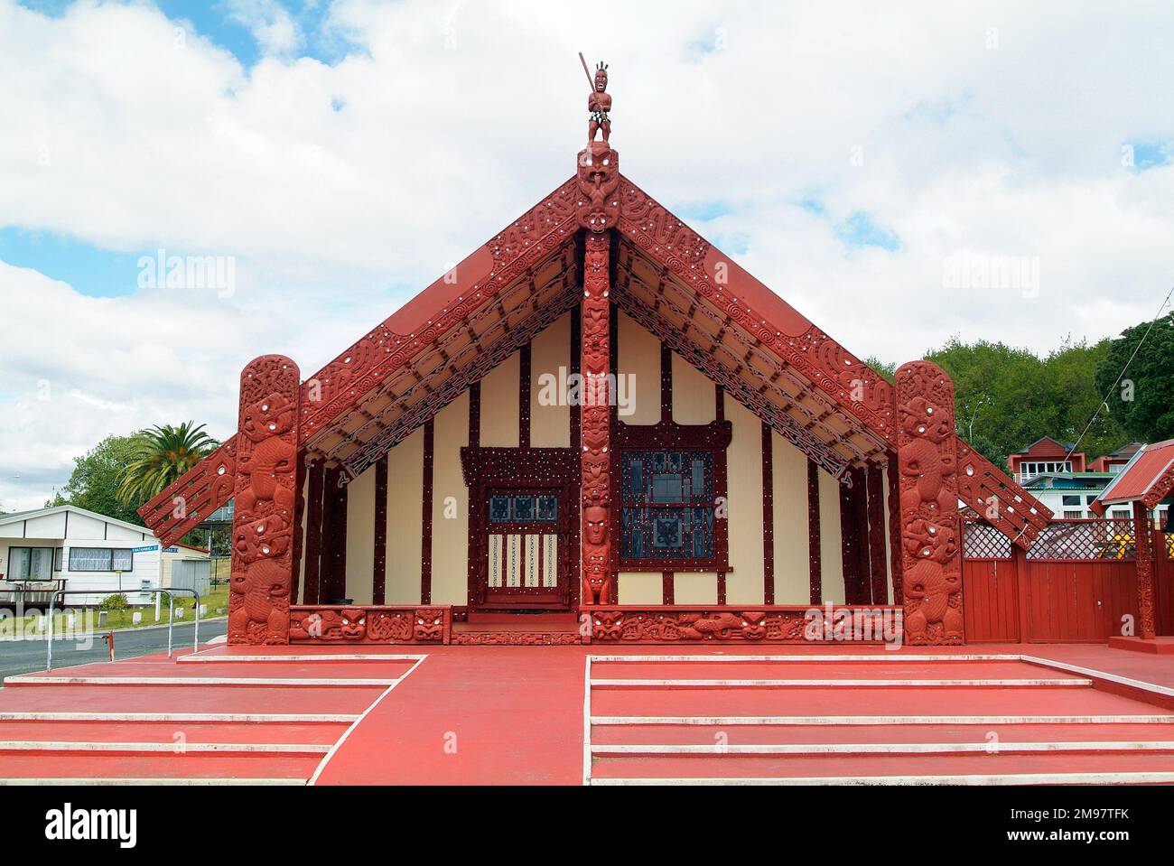New Zealand, traditional Maori assembling house, a meeting place for ...