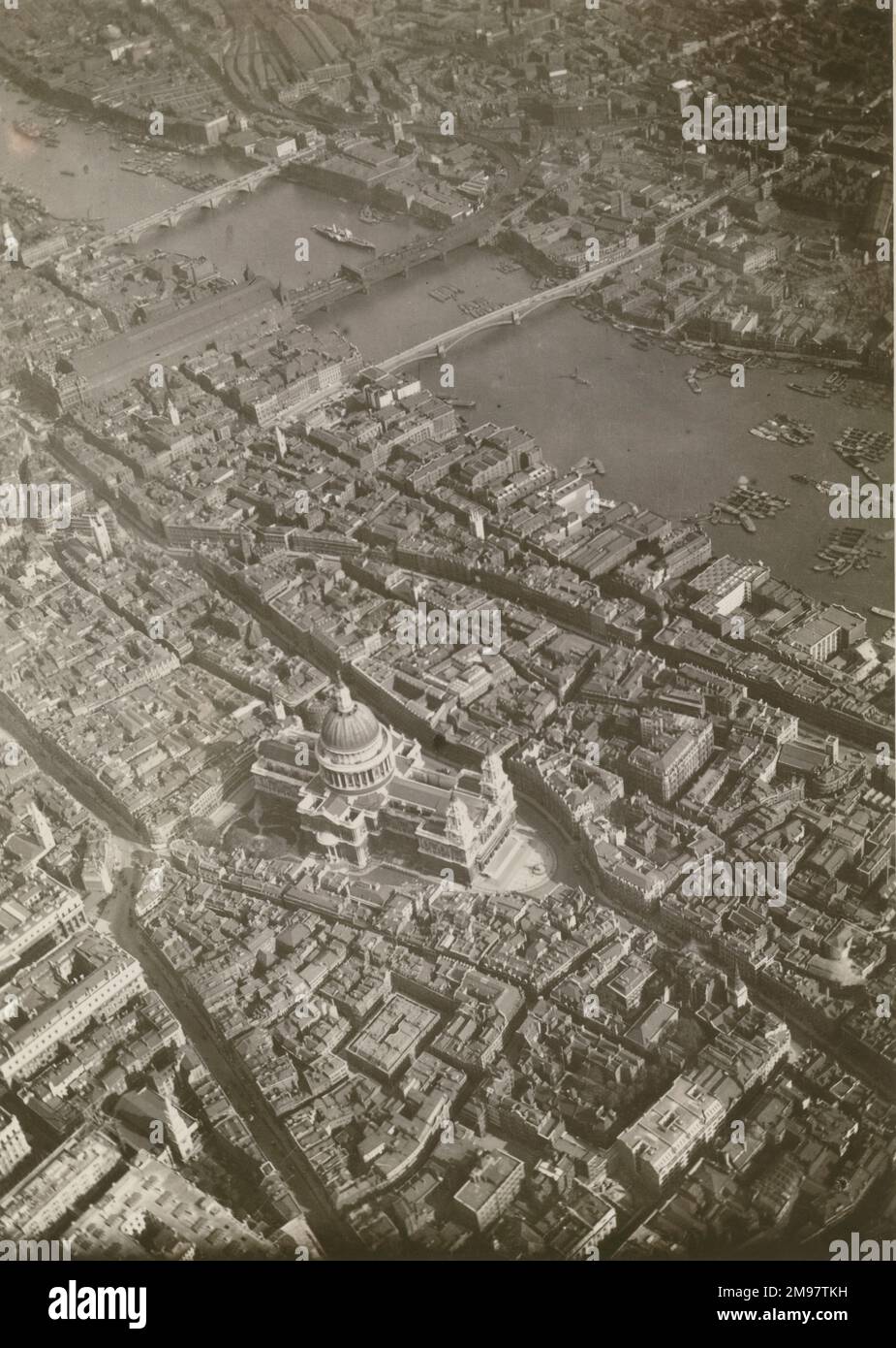 Aerial view of St Pauls and its neighbourhood with London Bridge in the ...