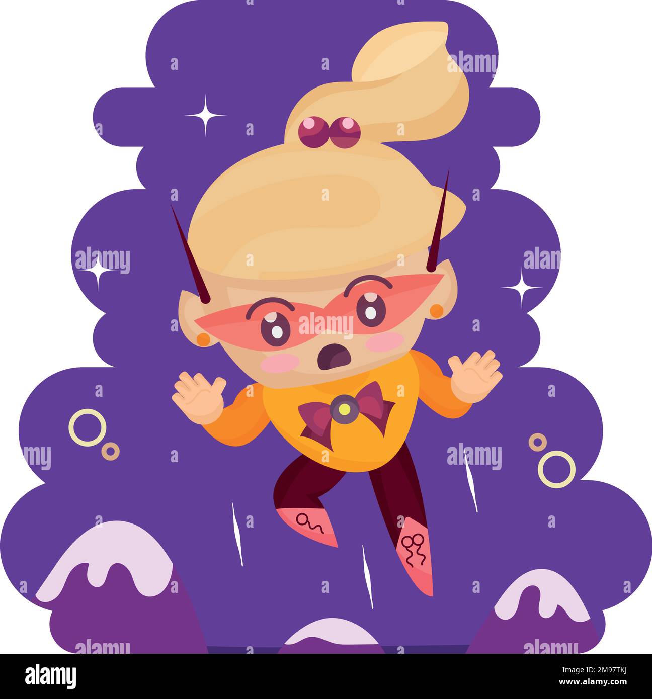 Isolated Cute Female Superhero Cartoon Character Vector Stock Vector