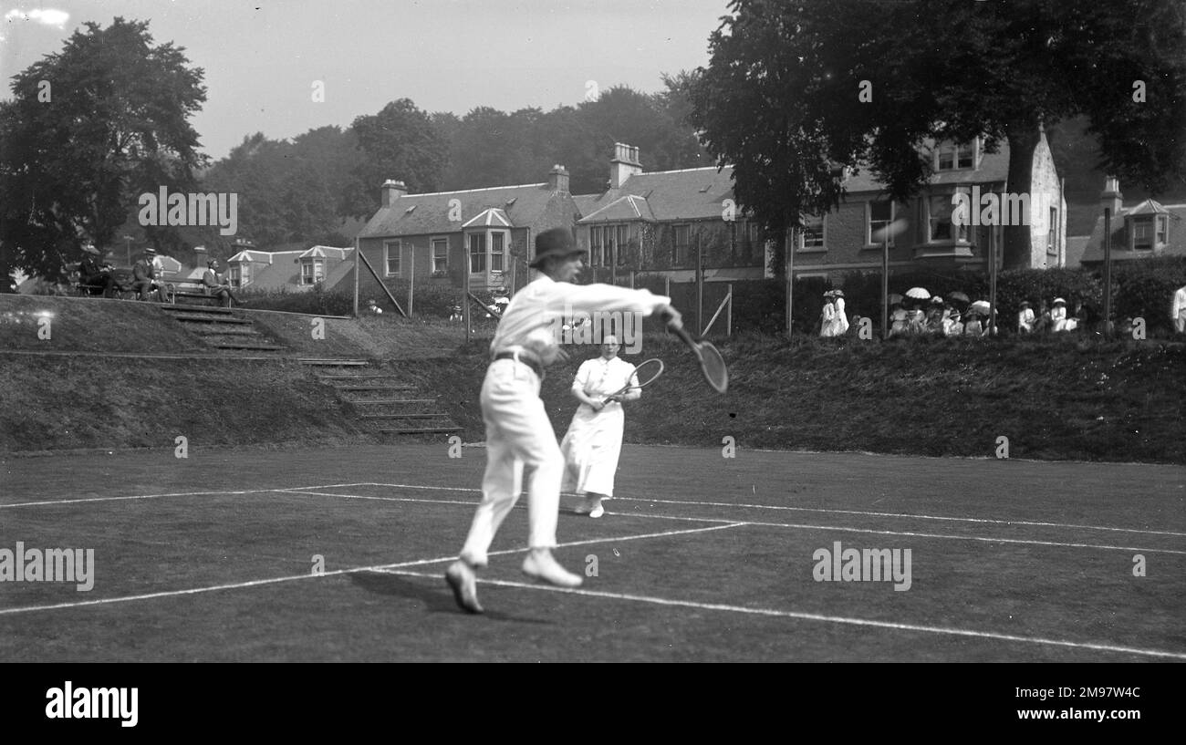 Tennis match at Beech Grove Tennis Club, Moffat, site of the South ...