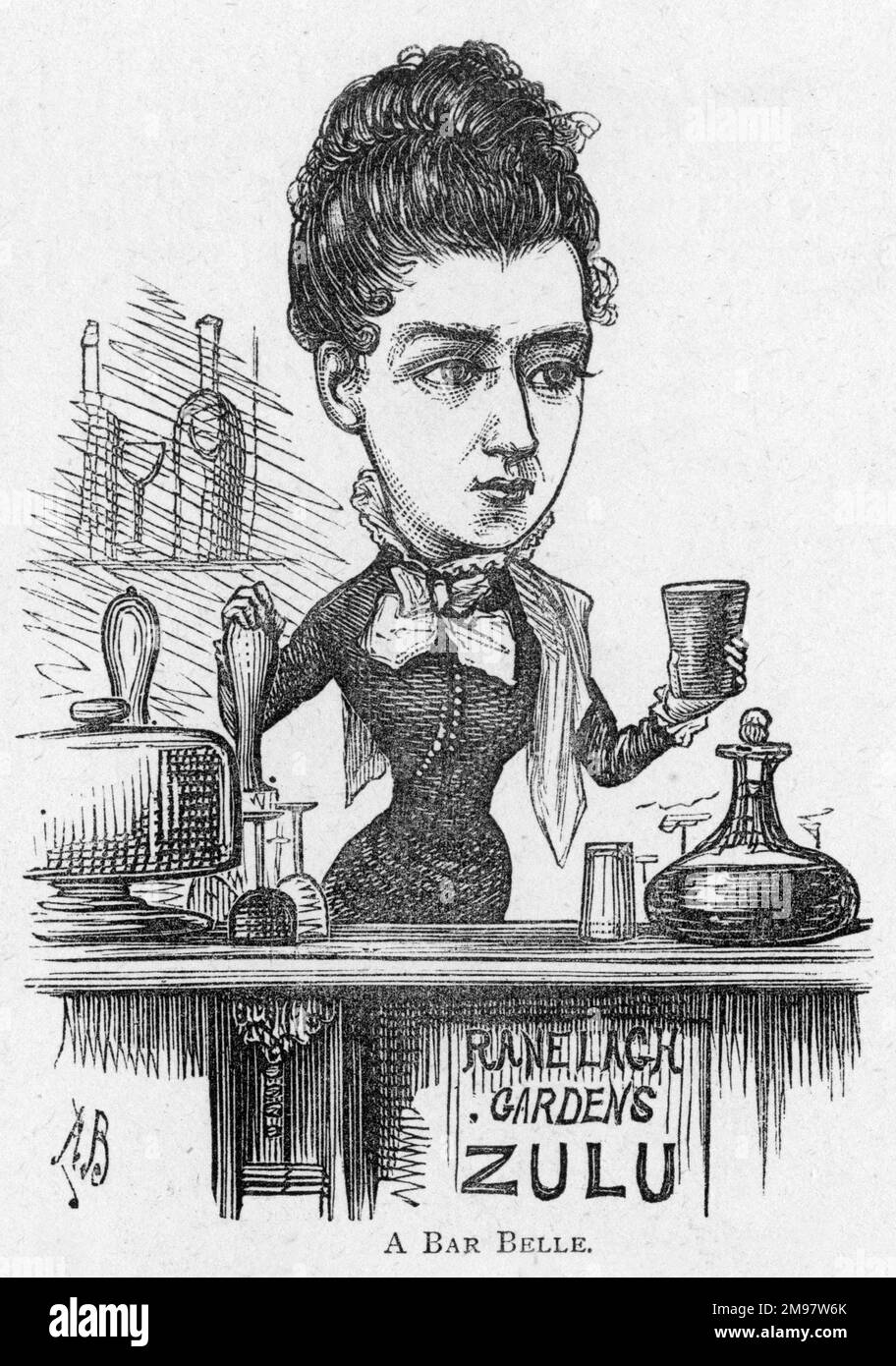 Cartoon of the English actress and singer Miss Clara Jecks -- A Bar ...